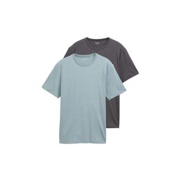 Tom Tailor T-Shirt, 2 Stk. mit Ton-in-Ton Logo grey mint XXL XXL T-Shirt von Tom Tailor im 2-er Pack
