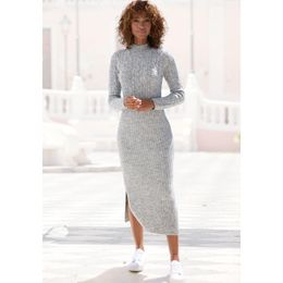 Lascana Strickkleid mit Zopfmuster, figurbetont, Pulloverkleid, herbstlich grau meliert 38 - N-Gr N-Gr 38 Modischer Stehkragen