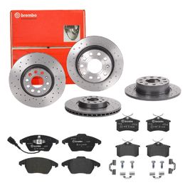 Brembo Bremsensatz-Vorn und hinten SG00000E4R Bremsensatz, Scheibenbremse vorne rechts links Gelocht 253mm f&uuml;r SKODA VW SEAT PEUGEOT (FAW) (SVW) RELY