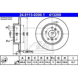 ATE Bremsensatz-Vorn und hinten Bremsensatz, Scheibenbremse vorne rechts links bel&uuml;ftet 290mm f&uuml;r RENAULT NISSAN D4060-4CA0A D4060-4CA0B D4060-4CA0C S