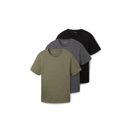 Tom Tailor T-Shirt, 3 Stk. mit Logo-Stickerei black+grey+khaki M M 3er Pack Shirts von Tom Tailor