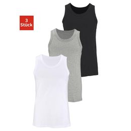 H.I.S. H.I.S Tanktop »Unterhemd für Herren«, 3 Stk. mit Rundhals aus Baumwolle grau-meliert, weiß, schwarz 4/S 4/S Herren Tanktop im 3er Pack