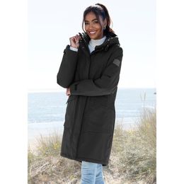 ELBSAND Damen Winterjacke mit Kapuze mit verstellbarer Kapuze und aufgesetzten Taschen M/38
