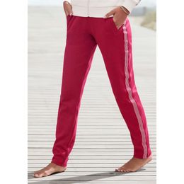H.I.S. H.I.S Damen Sweathose mit seitlichen Streifen, Loungewear rot 32/34, N-Gr