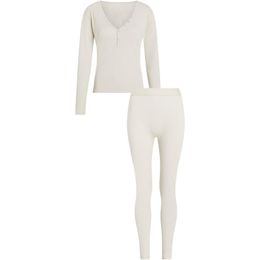 Calvin Klein Underwear Relaxanzug »L/S HENLEY & LEGGING«, 2 mit tiefem Ausschnitt und Knopfleiste COCOON L (40) L (40) Homewear-Set von Calvin...