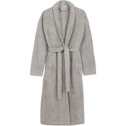 HIP Bademantel »Bathrobe uni«, 1 Stk. Schalkragen, Gürtel, Taschen, Damen & Herren, Velours, Glanz Silbergrau M/L Länge: 115 cm Hochwertige...