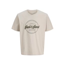 Jack & Jones Plus Jack & Jones Plus Shirt 'JJEDover Denim' male size 4XL Beige / Dark beige / Black