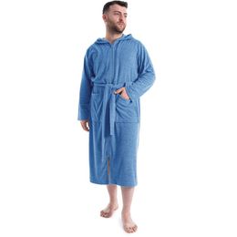 my home Herrenbademantel &raquo;Nela, ideal f&uuml;r Sauna & Spa, Hotelbademantel, Morgenmantel&laquo; 1 Stk. einfarbig, S-4XL, mit Rei&szlig;verschluss blau Leichtfrottee