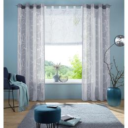 my home Raffrollo &raquo;Anna&laquo; mit Schlaufen Halbtransparent, Ausbrenner, Viskose wei&szlig; Ausbrenner, Obermaterial: 70% Viskose, 30% Polyester