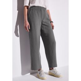 Street One Stoffhose Sommerhose in Struktur-Optik overcast grey 38 - L&auml;nge 30 L&auml;nge 30 38 Wide Leg Musselin Hose von Street One