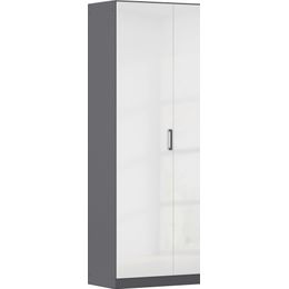 Mehrzweckschrank Rauch "Garderobe Kleiderschrank Schrank Schuhschrank Putzschrank MINOSA", graumetallic, hochglanz weiß, griffe graumetallic, B:69cm H:197cm T:41cm, Holzwerkstoff, Schränke