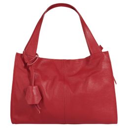 Shopper CLUTY, Damen, Gr. B/H/T: 40cm x 28cm x 11cm onesize, rot, Leder, leicht glänzend, unifarben, Taschen, echt Leder, Made in Italy