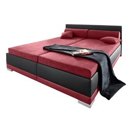 Polsterbett Maintal "wahlweise mit Matratze und praktischen Bettkasten", rot (bordeauxrot, schwarz), B:97cm H:91cm L:211cm, Bezug Bett: 100% Polyester;Bezug Matratze: 100% Polyester, Betten, Bett Polsterbett, in verschiedenen Größen und Farben erhältlich, Topseller