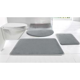 Badematte my home "Valeria, Kaninchenfell-Haptik" Gr. 61, grau, H:20mm, Polyester, Badematten, Kunstfell, weicher Badteppich