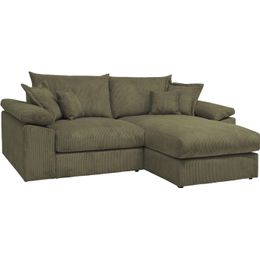 Ecksofa Home Affaire, B:246cm T:187cmolive, 100% Polyester, Wohnzimmer, Sofas, "Soft&Cosy XL L-Form, B: 246 cm"