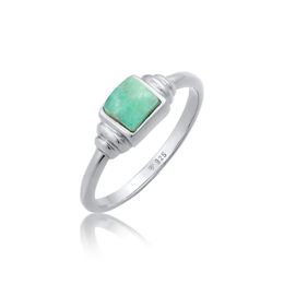 Fingerring Elli Premium "Amazonit Edelstein Quadrat Vintage 925 Silber" Gr. 56, silber, Fingerringe, Damen, 56mm,mit Steinen, Silber 925 (Sterlingsilber), 2,8mm, Fingerring
