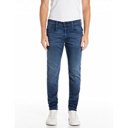 Slim-fit-Jeans Replay "Anbass", Herren, Gr. 31, Länge 34, blau (dunkelblau 780), Denim/Jeans, Obermaterial: 50% Baumwolle, 44% Modal, 4% Elastomultiester, 2% Elasthan, slim fit normal, Jeans