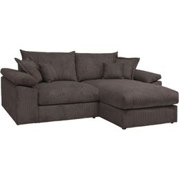 Ecksofa Home Affaire, B:246cm T:187cmdunkelbraun, 100% Polyester, Wohnzimmer, Sofas, "Soft&Cosy XL L-Form, B: 246 cm"