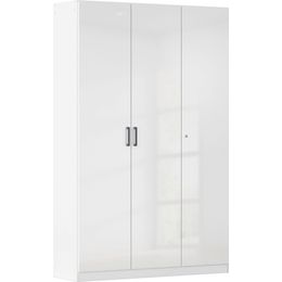 Mehrzweckschrank Rauch "Garderobe Kleiderschrank Schrank Schuhschrank Putzschrank MINOSA", alpinweiß, hochglanz weiß, griffe graumetallic, B:136cm H:210cm T:41cm, Holzwerkstoff, Schränke