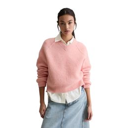 Marc O'Polo Strickpullover MARC O'POLO DENIM "aus weichem Schurwolle-Alpakawolle-Mix", Damen, Gr. M, rose powder, Obermaterial: 33% Polyamid, 32% Alpaka, 32% Schurwolle, 3% Elasthan, unifarben, V-Ausschnitt, Pullover Strickpullover