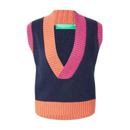 United Colors Of Benetton Pullover Damen Gr&ouml;&szlig;e L dunkelblau / orange / hellpink