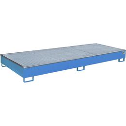 eurokraft pro Regal-Bodenwanne mit PE-Einsatz, mit Rost, 540 l, LxBxH 3265 x 1315 x 270 mm, blau, ab 3 Stk