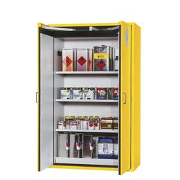 ASECOS Feuerbest&auml;ndiger Gefahrstoffschrank Typ 90, 2-t&uuml;rig, Au&szlig;en-HxBxT 1968 x 1200 x 615 mm, gelb, pulverbeschichtet