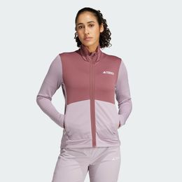 adidas terrex Funktionsfleecejacke 'Multi' Damen Gr&ouml;&szlig;e XL flieder / pastellrot / wei&szlig;