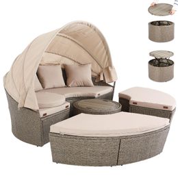 Casaria Polyrattan Sonneninsel Creme Ø185cm