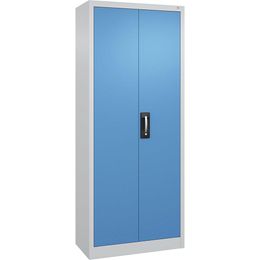 C+P Werkstatt-Fl&uuml;gelt&uuml;rschrank, HxBxT 1950 x 800 x 400 mm, lichtgrau / lichtblau