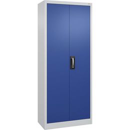 C+P Werkstatt-Fl&uuml;gelt&uuml;rschrank, HxBxT 1950 x 800 x 400 mm, lichtgrau / enzianblau