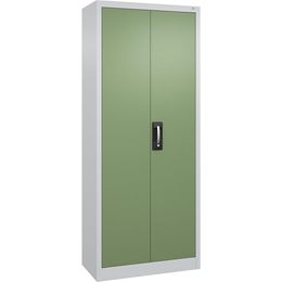 C+P Werkstatt-Fl&uuml;gelt&uuml;rschrank, HxBxT 1950 x 800 x 400 mm, lichtgrau / resedagr&uuml;n