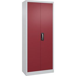 C+P Werkstatt-Fl&uuml;gelt&uuml;rschrank, HxBxT 1950 x 800 x 400 mm, lichtgrau / rubinrot