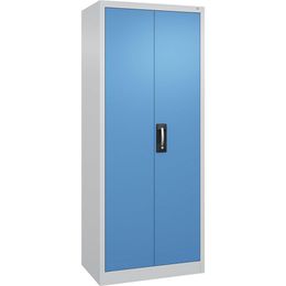 C+P Werkstatt-Fl&uuml;gelt&uuml;rschrank, HxBxT 1950 x 800 x 500 mm, lichtgrau / lichtblau