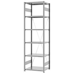 eurokraft pro Steckregal, Bauart leicht, einseitig, HxBxT 2500 x 750 x 500 mm, verzinkt, Grundregal