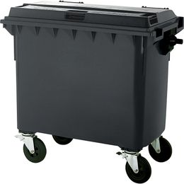 M&uuml;llcontainer aus Kunststoff, DIN EN 840, Volumen 660 l, BxHxT 1360 x 1235 x 765 mm, anthrazit kaiserkraft