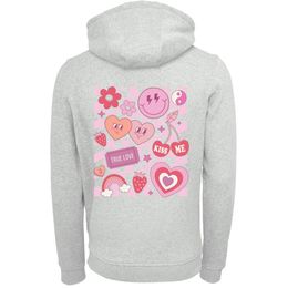 F4NT4STIC Hoodie Retro Valentinstag Herz Rainbow Fruits in grau meliert | Gr.: XL