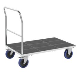 eurokraft pro Plattformwagen mit Rohrschiebeb&uuml;gel, Vollelastik-Rollen, verzinkt, Ladefl&auml;chen-LxB 1250 x 800 mm
