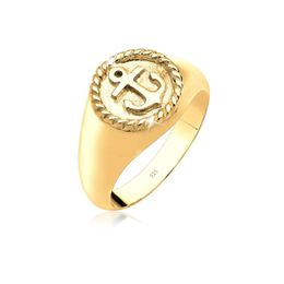 Elli Ring 925 Sterling Silber Anker, Siegelring in Gold | Gr.: 52