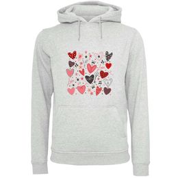 F4NT4STIC Hoodie Cute Herzen Variety Valentinstag in grau meliert | Gr.: XS