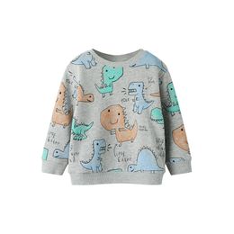 name it Sweatshirt 'NMMSIKKO' Jungen Gr&ouml;&szlig;e 80 t&uuml;rkis / hellblau / graumeliert / orange