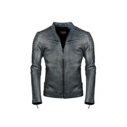 PAULGOS Lederjacke &Uuml;bergangsjacke Biker Look Echtleder D2 in Grau | Gr.: S