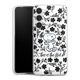DeinDesign Galaxy S23+ Handy Silikon H&uuml;lle Case transparent Handyh&uuml;lle Peanuts Flowers Snoopy Silikon Case