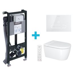 Duravit SensoWash Starck f Wand-Dusch-WC Lite Compact, mit Vorwandelement, mit Betätigungsplatte, 650001012004310+WD1014000000+WD5003012000, Compact