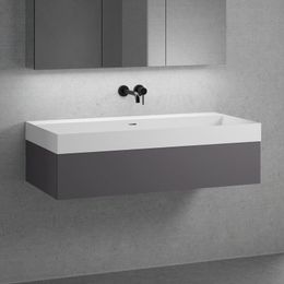 neoro n50 Unterschrank B: 120 cm mit 1 Auszug, Waschtisch ohne Hahnloch wei&szlig; matt,, BN0136WM+BN0414GR,