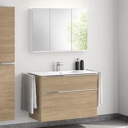 evineo ineo4 Unterschrank B: 101 cm, 2 Ausz&uuml;ge, mit Griff, Waschtisch wei&szlig;, mit Spiegelschrank,, BE0836WH+BE0202OA+BEA003MI+BL001197,