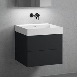 neoro n50 Unterschrank B: 60 cm mit 2 Ausz&uuml;gen, Waschtisch ohne Hahnloch wei&szlig; matt,, BN0133WM+BN0421BM,