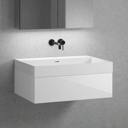 neoro n50 Unterschrank B: 80 cm mit 1 Auszug, Waschtisch ohne Hahnloch wei&szlig; matt,, BN0134WM+BN0412WH,
