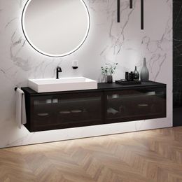 neoro n80 fumo Unterschrank B: 200 cm mit 2 Ausz&uuml;gen, mit Parsolglasfront, Waschtisch B: 80,5 cm, BN0143WM+2#BN0433SG+BN0406BM,