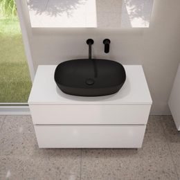 evineo ineo5 evo Unterschrank B: 100 cm mit 2 Ausz&uuml;gen, ineo3 Waschtisch B: 60 cm schwarz matt,, BE0958WH+BE0964WH+BE0929BM,